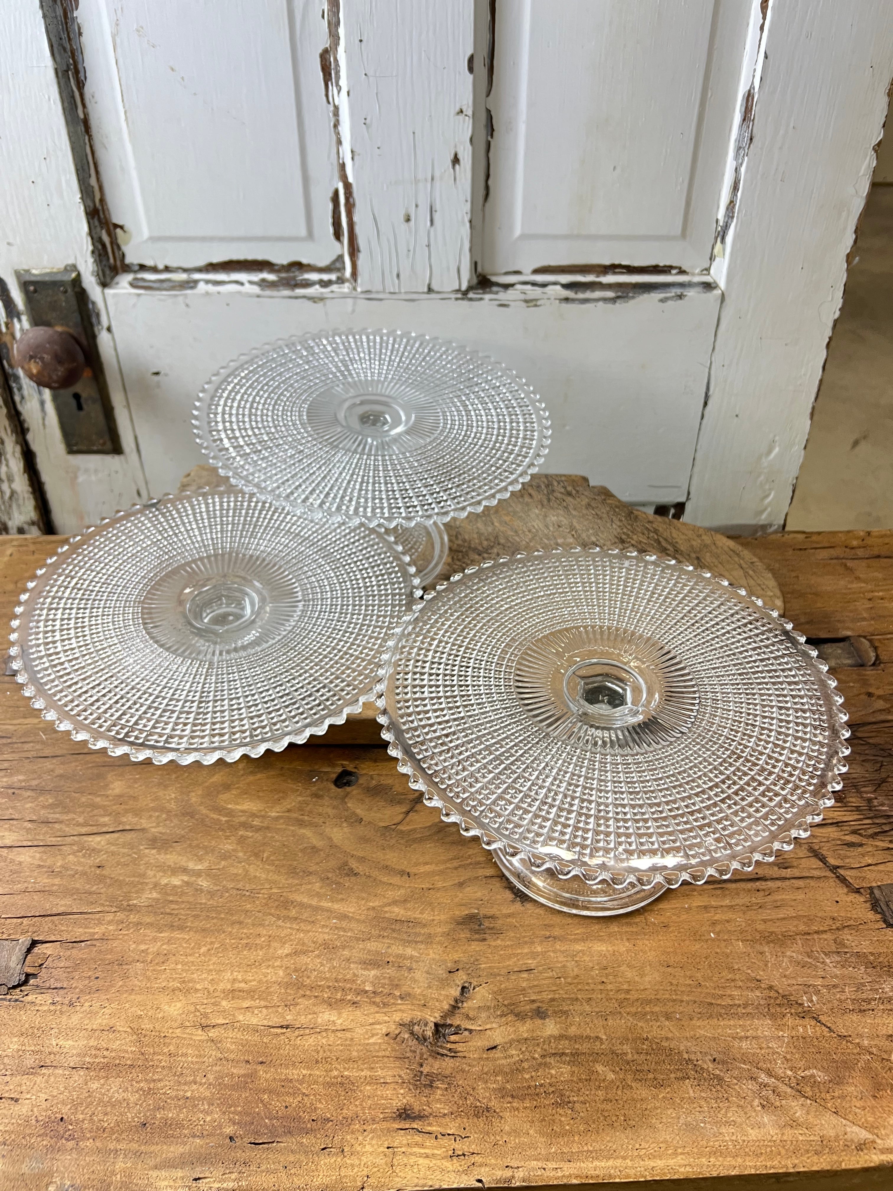 Art Deco Belgian Depression Glass Cake Stands, 1930s, Pedestals | Rust ...