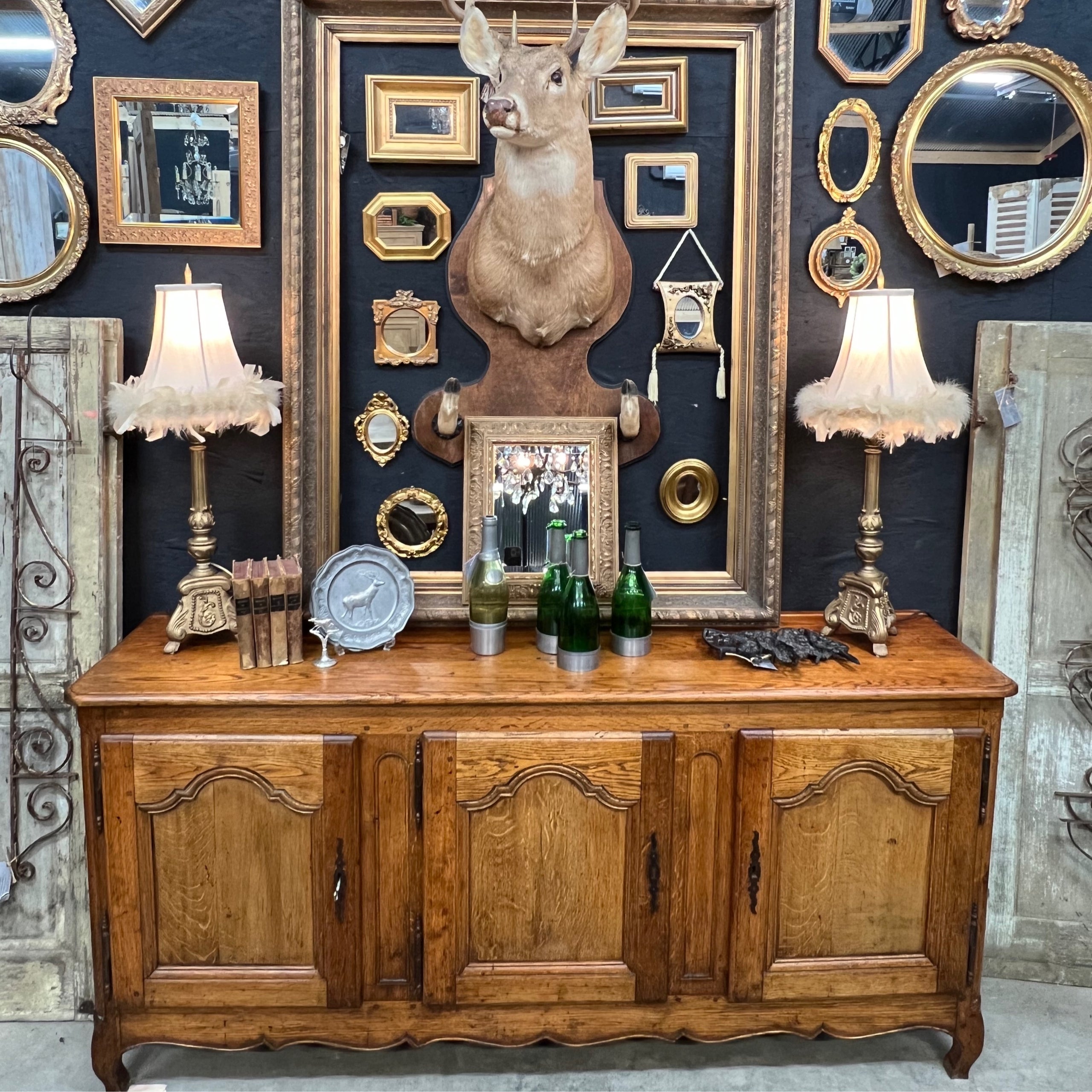 1900 French Golden Oak Sideboard Buffet